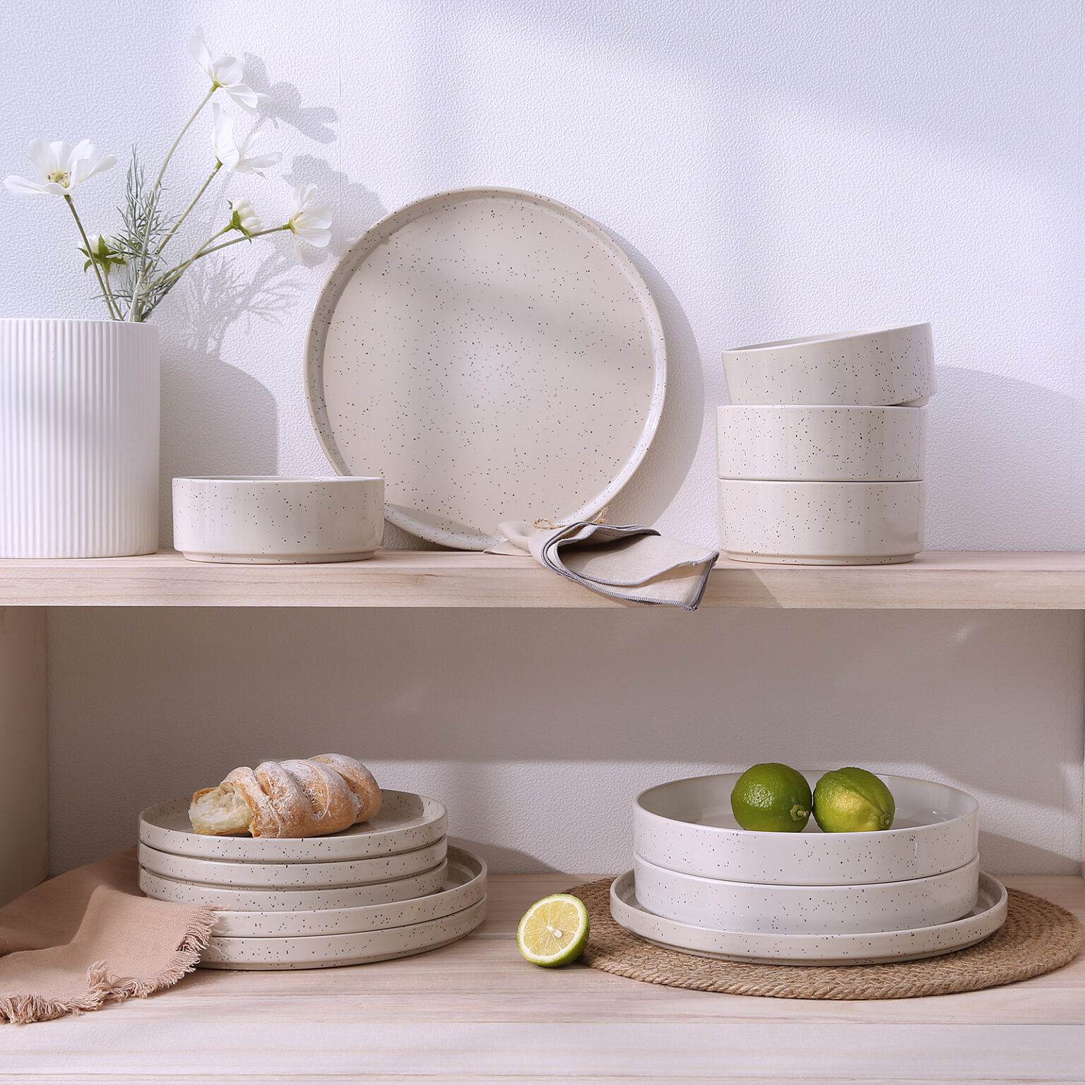 Richmount Nebula 12-Piece Dinnerware Sets, Stoneware Dish Set for 4 ...