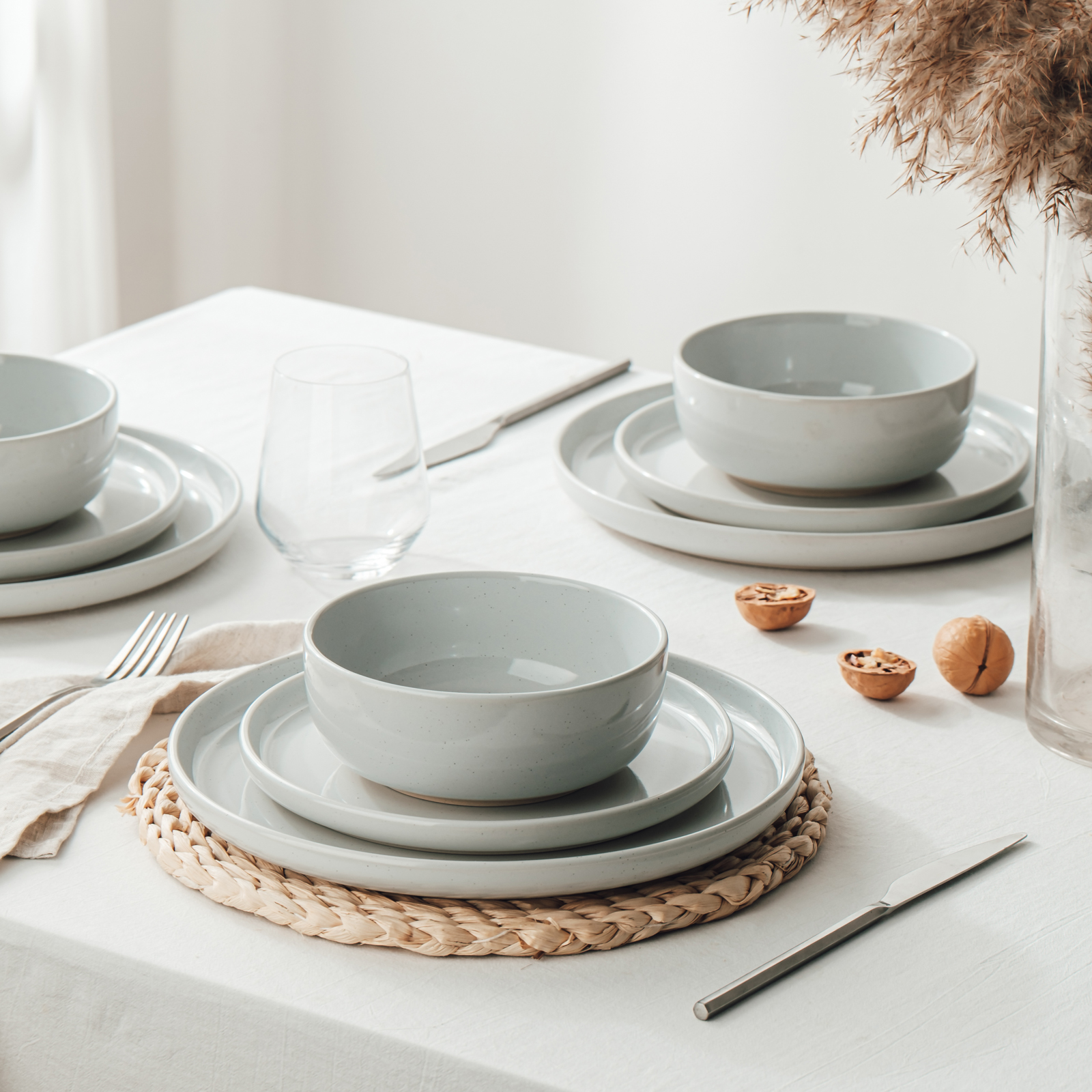 Richmount Milkyway 18-Piece Dinnerware Sets, Stoneware Dish Set for 6 ...