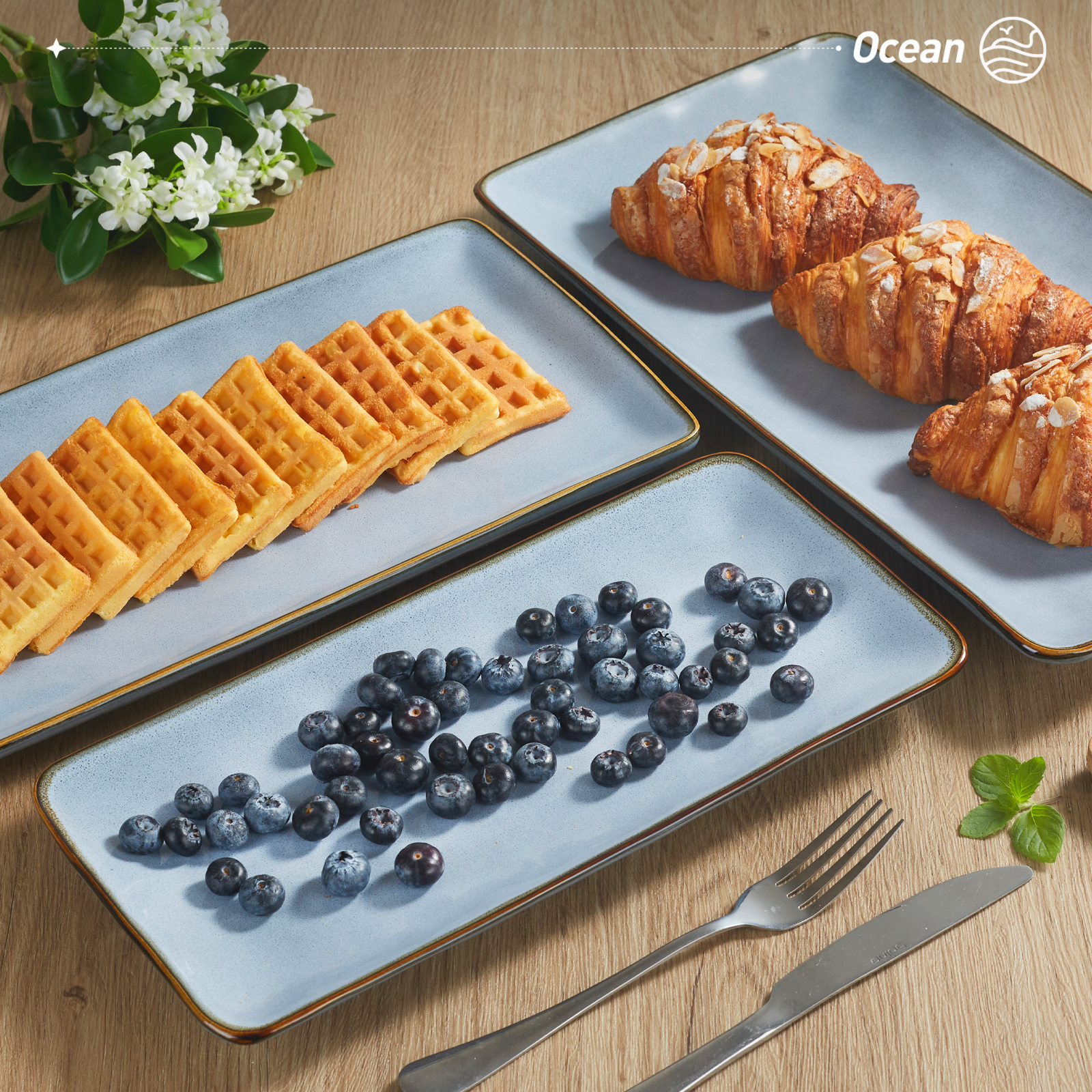 Ocean Series 3 Pieces Serving Platter Set, Rectangular – Richmount